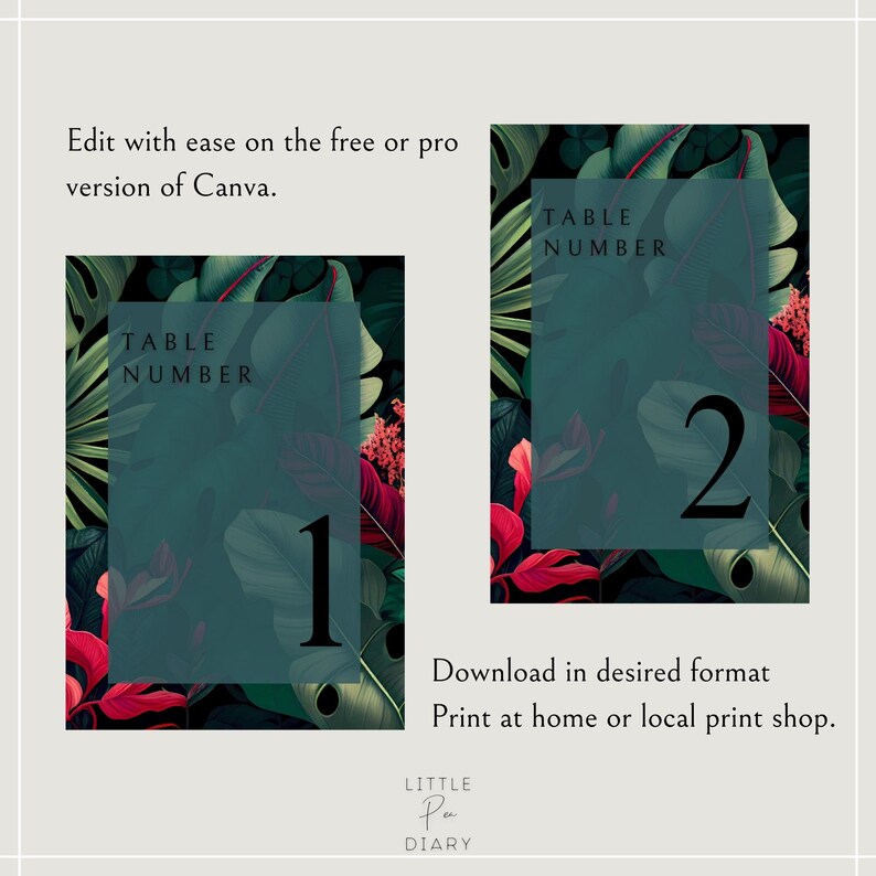 Editable Table Numbers CANVA Template Wedding Table Numbers - Etsy