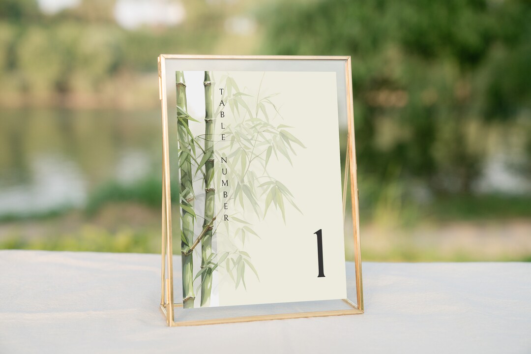 Bamboo Wedding Table Numbers Template, CANVA Editable Wedding Table ...