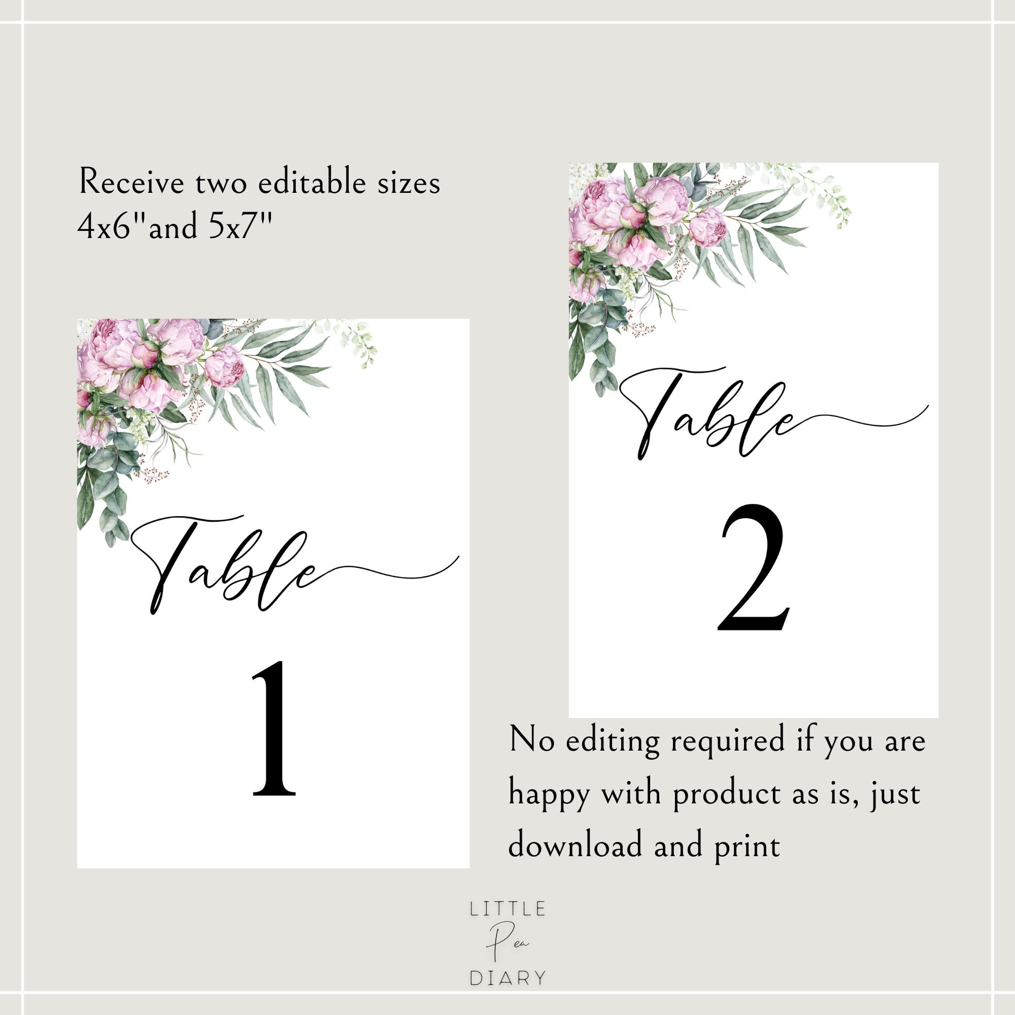 Editable Table Numbers CANVA Template Wedding Table Numbers - Etsy