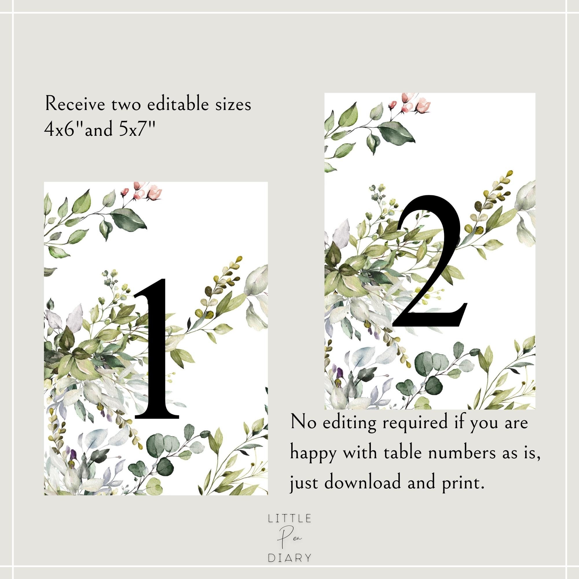 Editable Table Numbers CANVA Template Wedding Table Numbers - Etsy