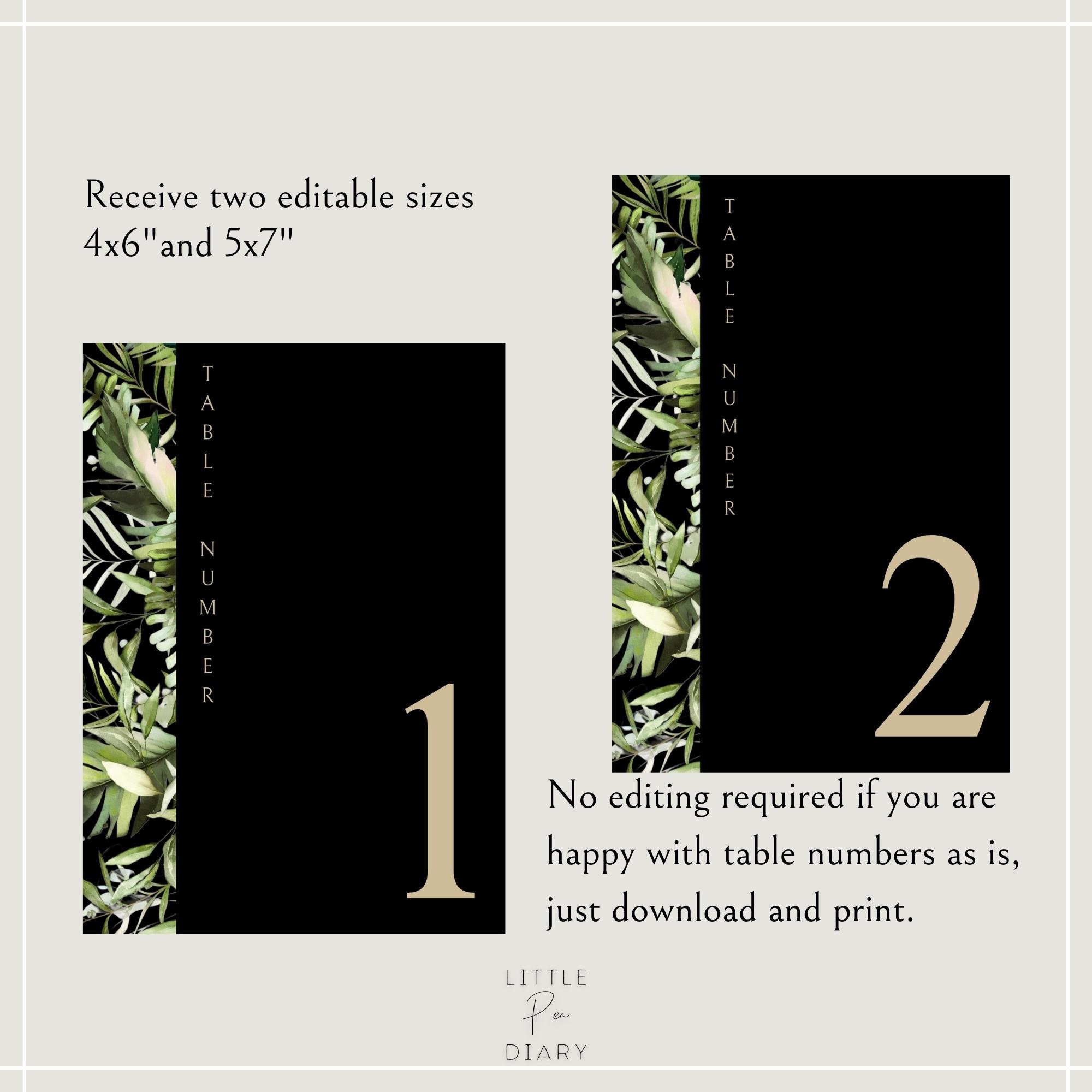 Editable Table Numbers CANVA Template Wedding Table Numbers - Etsy