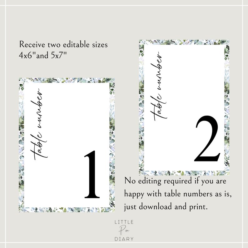 Editable Table Numbers, CANVA Template Wedding Table Numbers, Modern ...