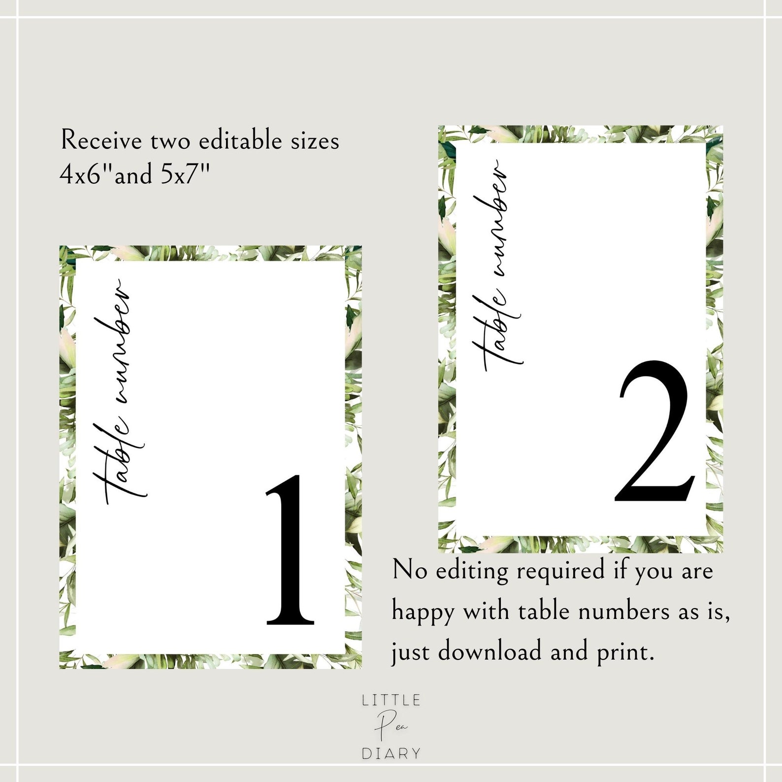 Editable Table Numbers, CANVA Template Wedding Table Numbers, Tropical ...
