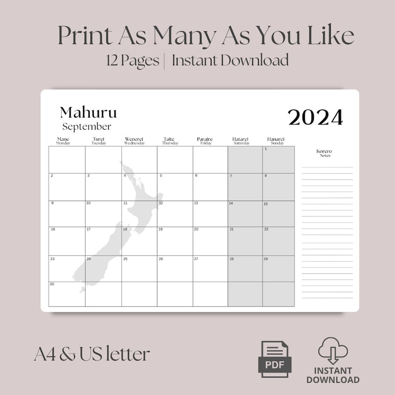 Maori Calendar Maori New Zealand Calendar Maori Wall - Etsy Australia