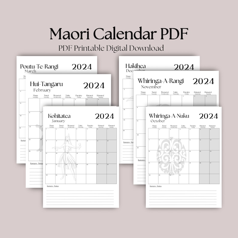 Maori Calendar Maori New Zealand Calendar Maori Wall - Etsy Australia