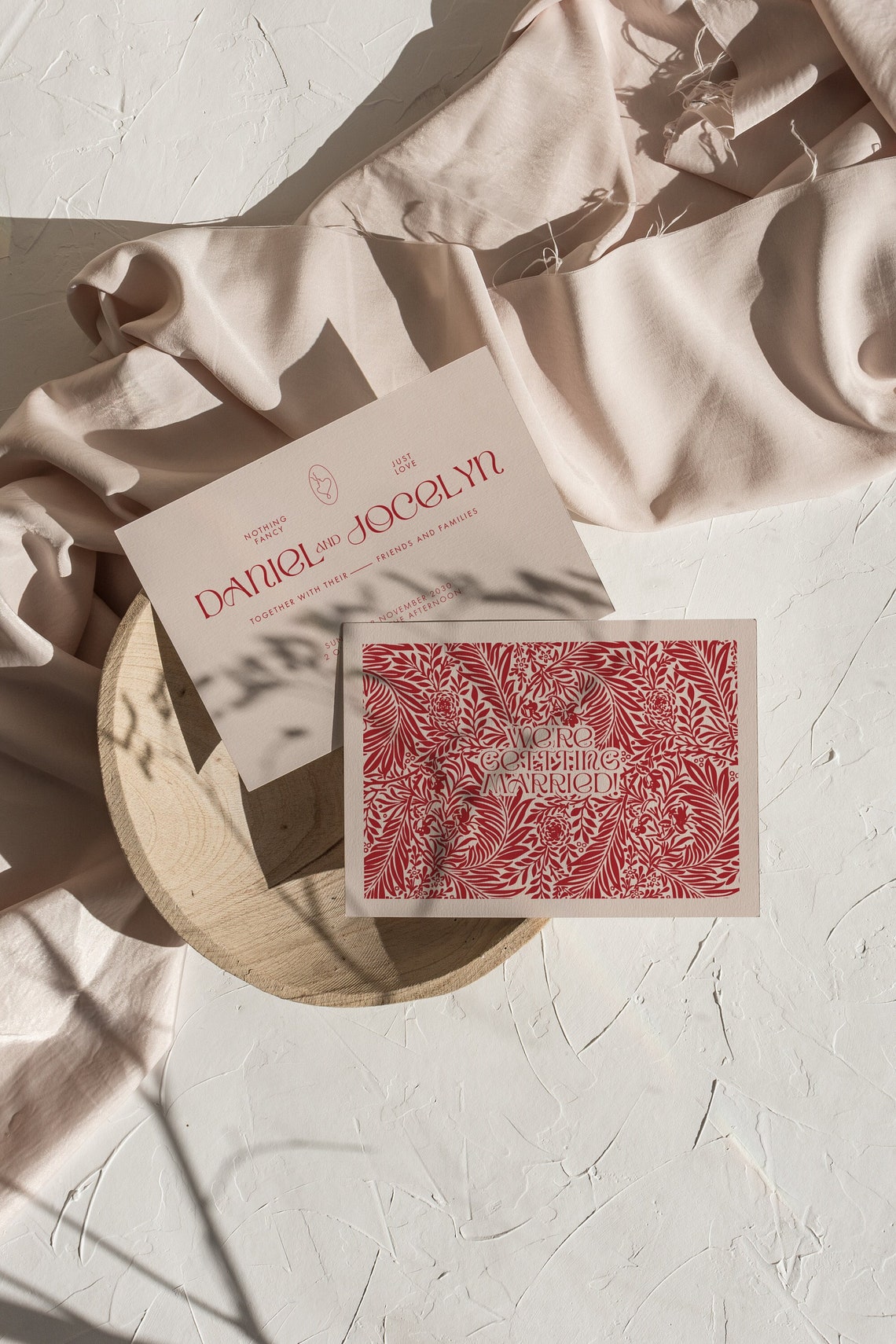 ABBY | Minimal Wedding Invite | Red Floral Wedding Invite | Lino ...