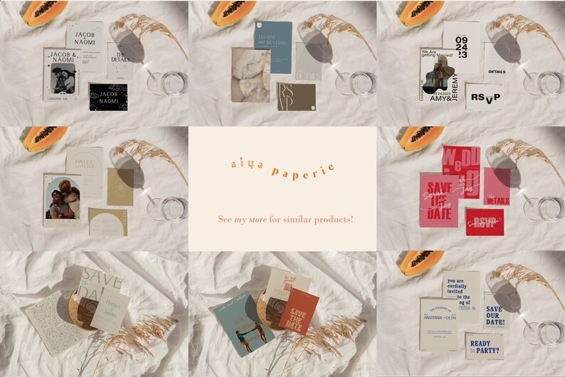 ABBY | Minimal Wedding Invite | Red Floral Wedding Invite | Lino ...