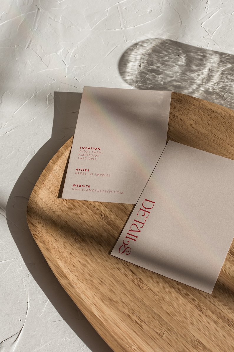 ABBY | Minimal Wedding Invite | Red Floral Wedding Invite | Lino ...