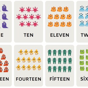 Monsters Numbers Flashcards, Printable, Counting, Learn Numbers ...