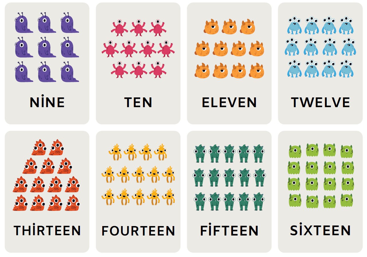 Monsters Numbers Flashcards, Printable, Counting, Learn Numbers ...