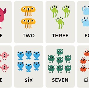 Monsters Numbers Flashcards, Printable, Counting, Learn Numbers ...