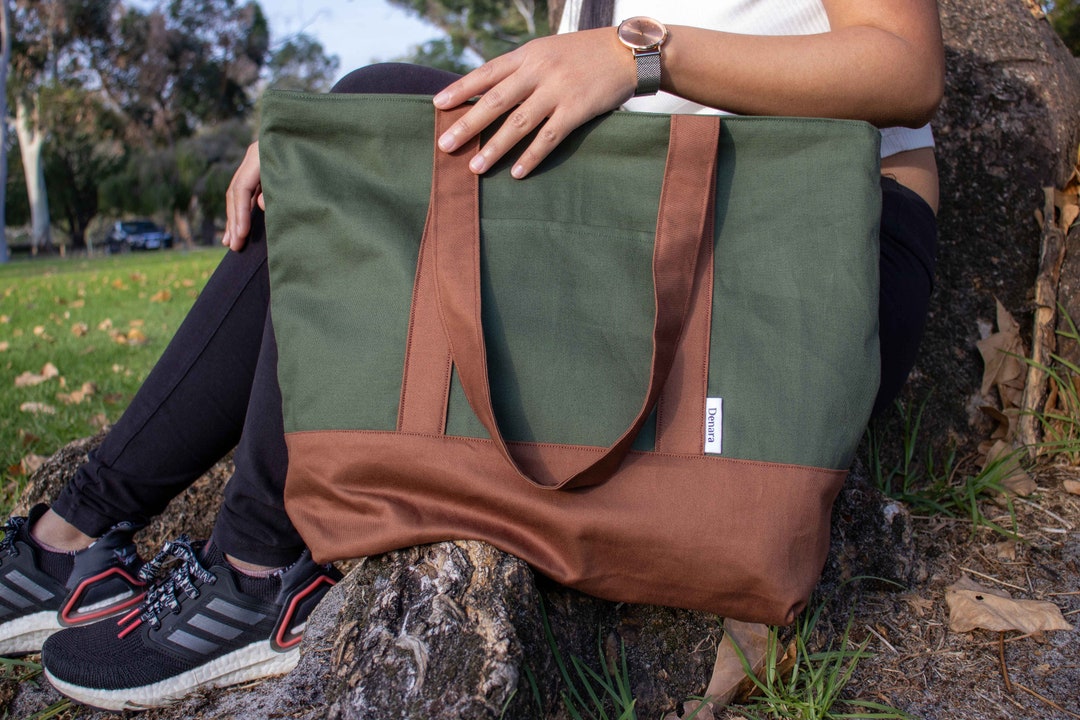 Tote Bag With Zipper and Internal and External Pockets, Large Capacity ...