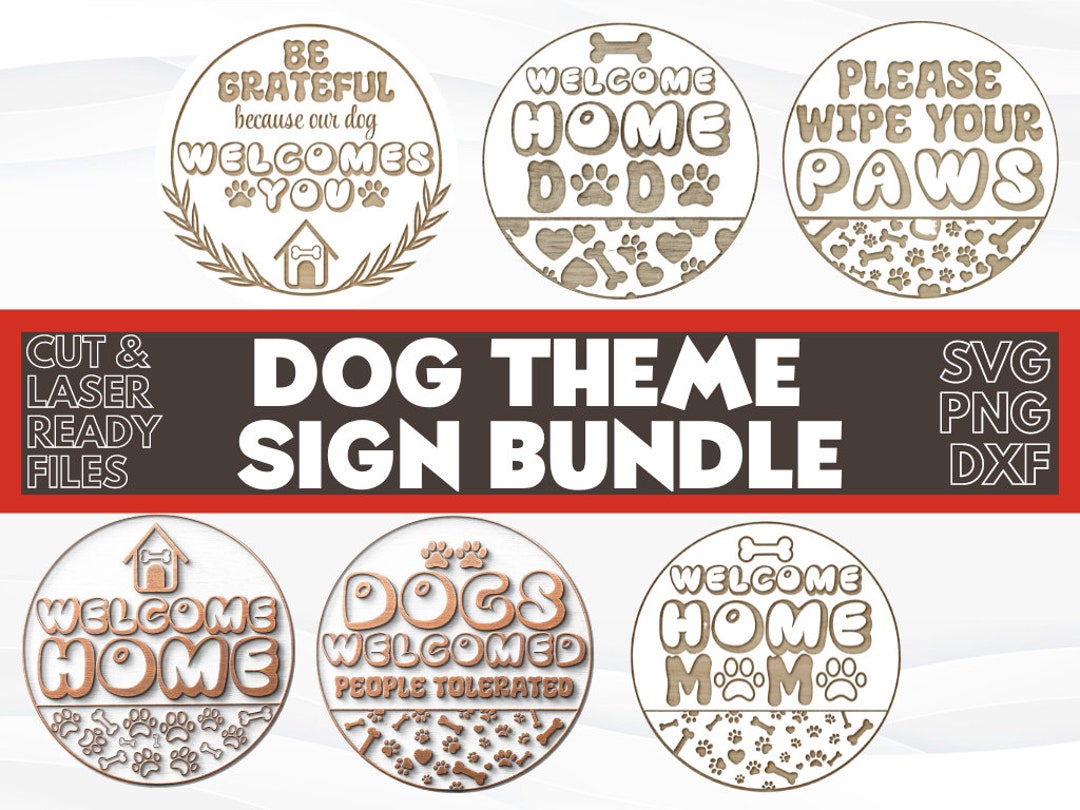 Dog Welcome Sign SVG Bundle Digital Download Round Door Hanger - Etsy ...