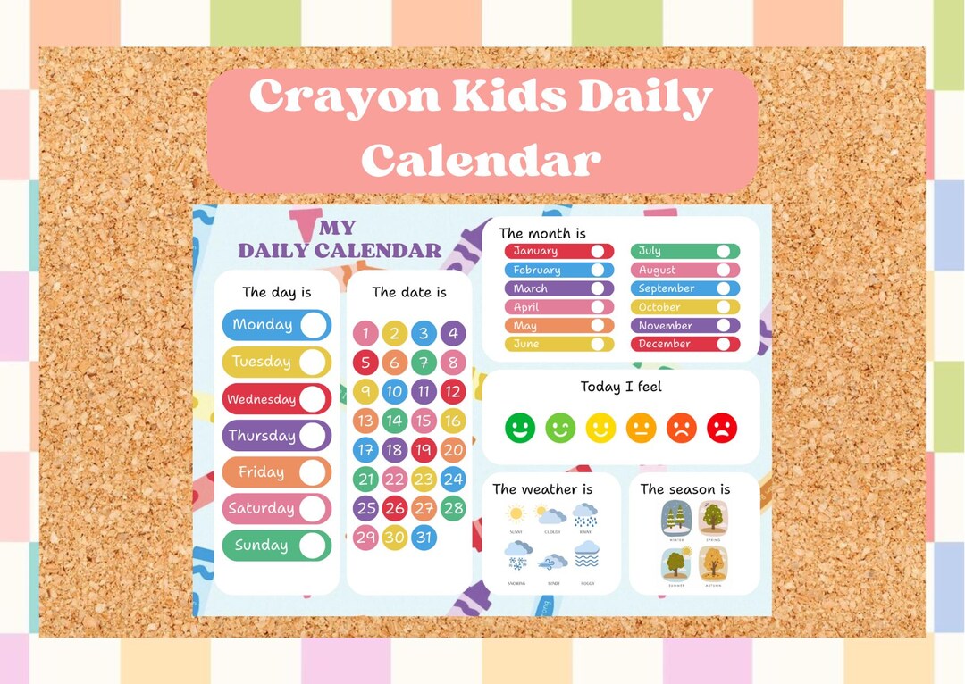 Crayon Kids Daily Calendar | Digital Download - Etsy