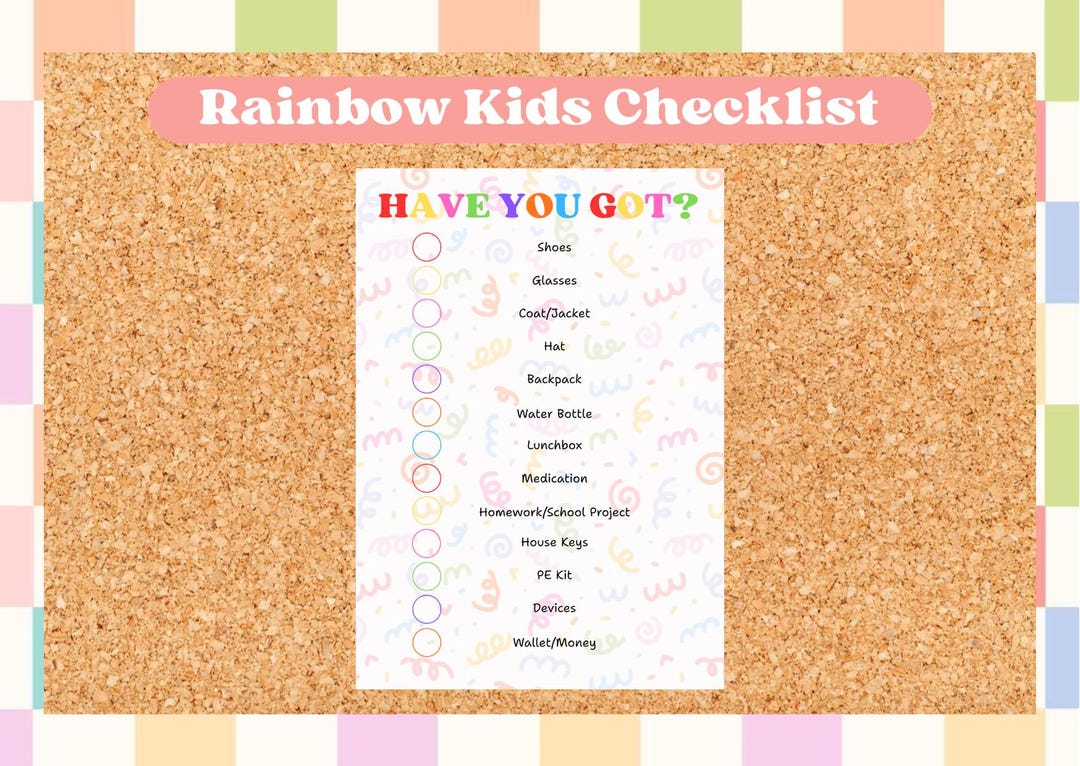 Rainbow Kids Checklist | Digital Download | Editable PDF - Etsy