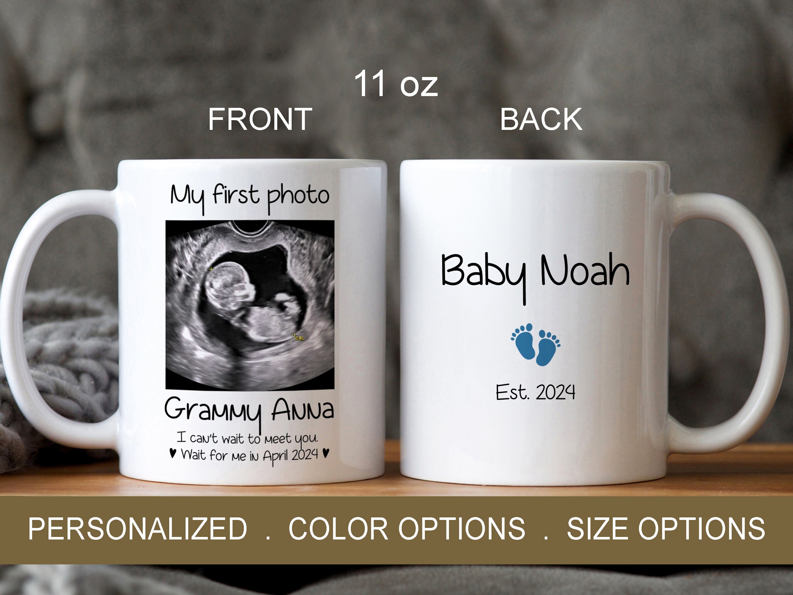 Custom Ultrasound Mug, Personalized Pregnancy Announcement Gift ...