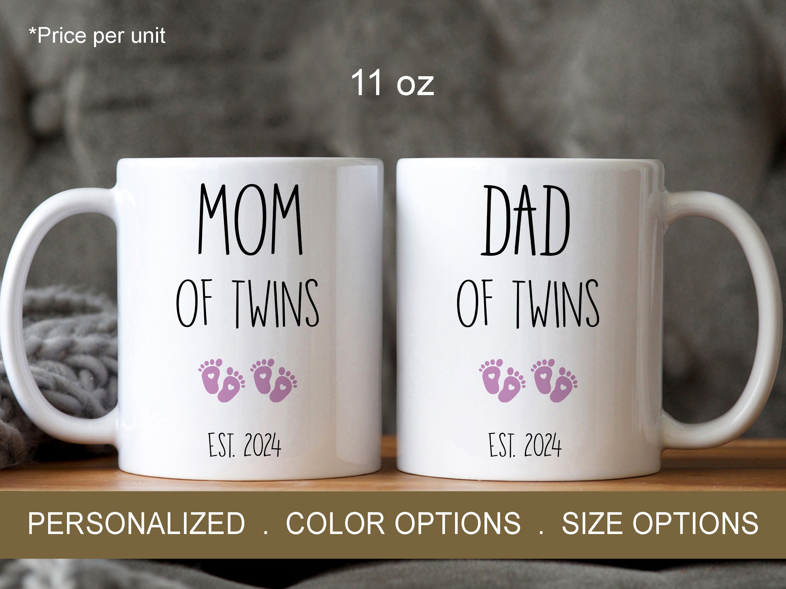 Twins Announcement Gift, Mom of Twins Mug, Dad of Twins Mug, Twins Gift ...