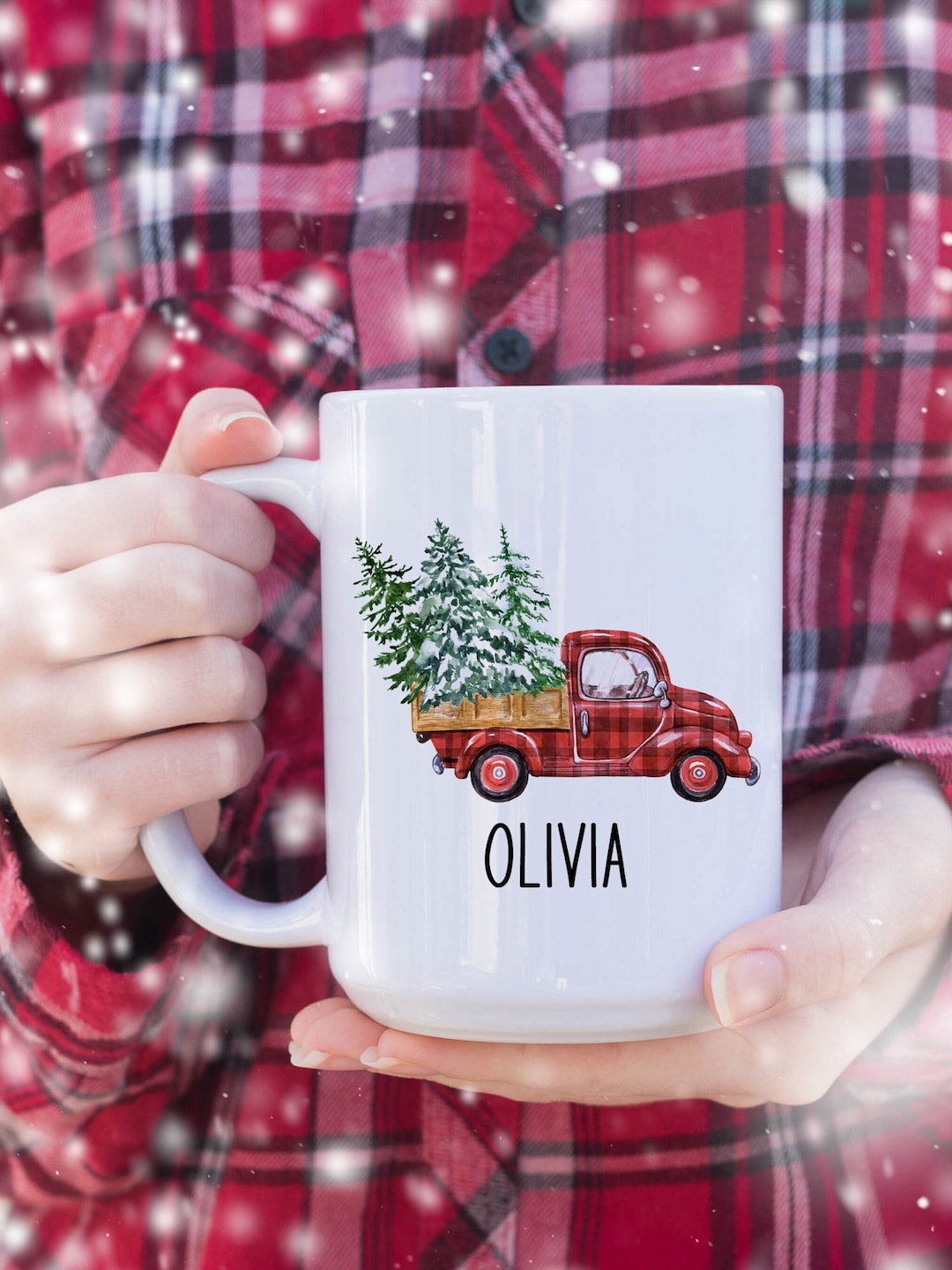 Christmas Red Truck Mug Christmas Gift Custom Holiday Mug, Red Truck ...