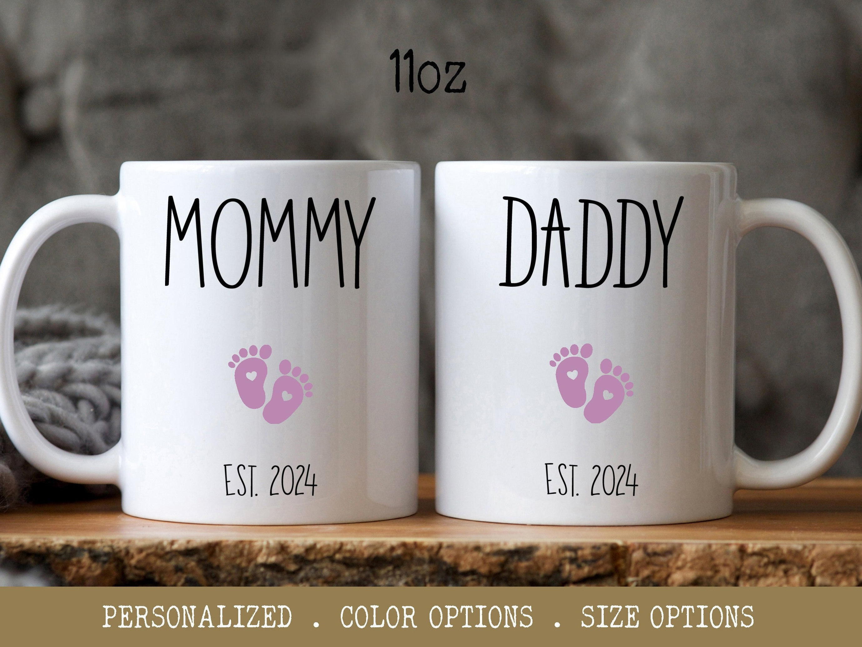Mommy and Daddy Coffee Mugs, First Time Mommy Daddy Gift, Pregnancy ...