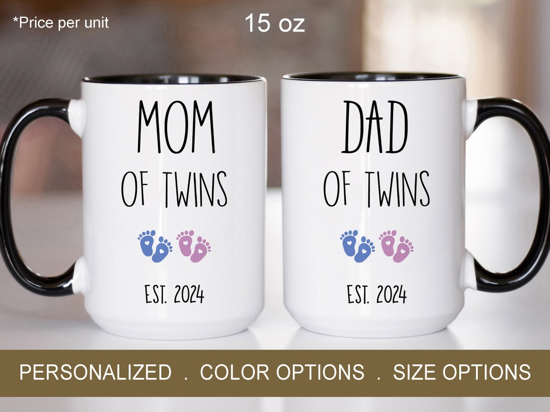 Twins Announcement Gift, Mom of Twins Mug, Dad of Twins Mug, Twins Gift ...