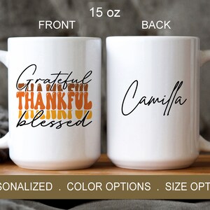 Grateful Mug Gift, Custom Thankful Mug, Fall Mug With Name, Autumn ...
