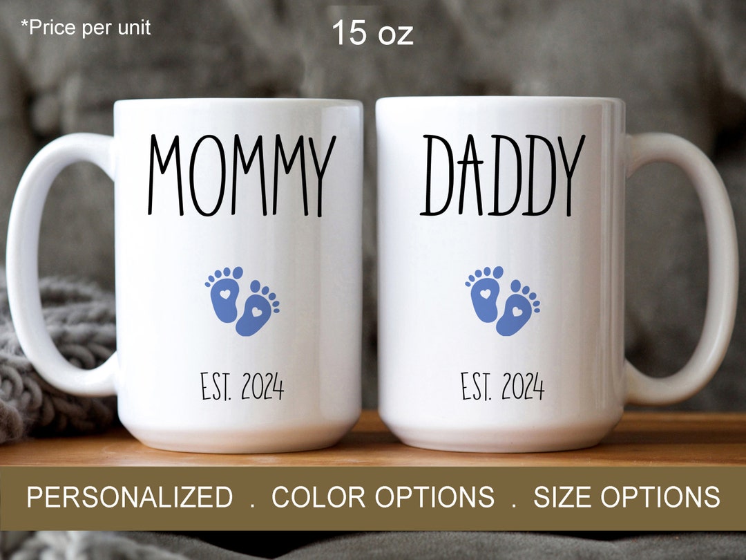 Mommy and Daddy Coffee Mugs, First Time Mommy Daddy Gift, Pregnancy ...
