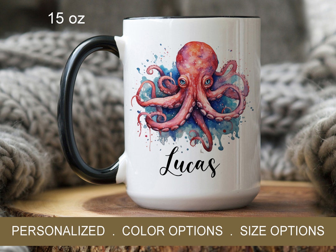 Octopus Mug With Name, Octopus Gift Ideas Friends, Ocean Coffee Mug ...