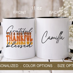 Grateful Mug Gift, Custom Thankful Mug, Fall Mug With Name, Autumn ...