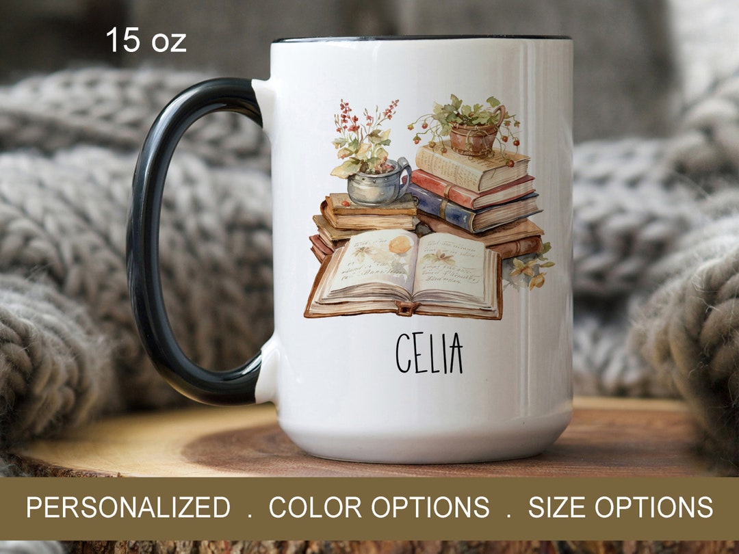 Personalized Books Mug, Custom Book Lover Gift, Retirement Gift for ...
