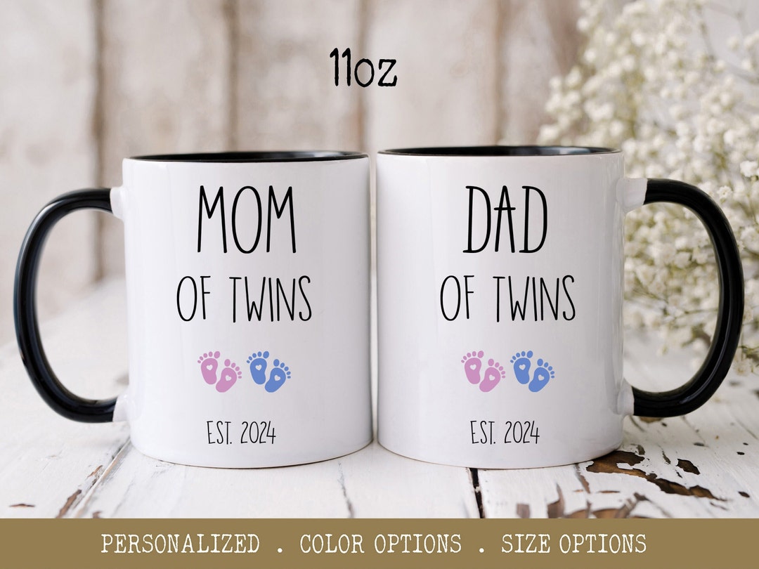Twins Announcement Gift, Mom of Twins Mug, Dad of Twins Mug, Twins Gift ...
