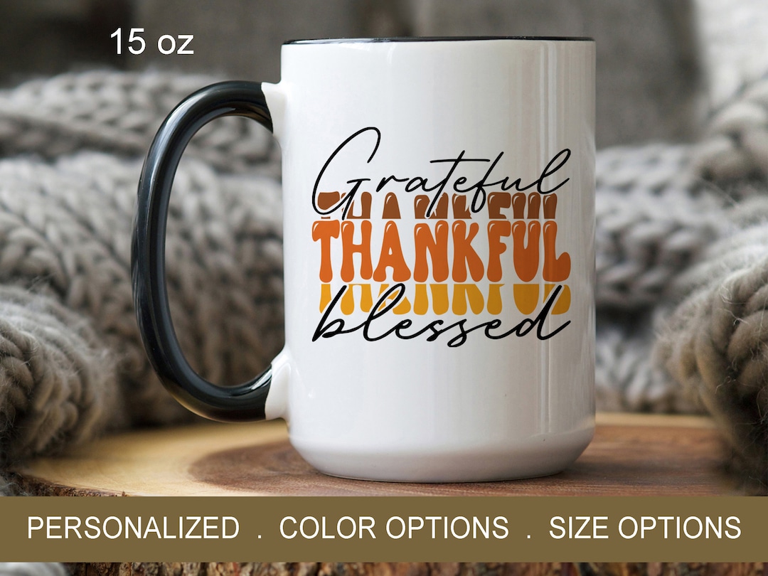 Grateful Mug Gift, Custom Thankful Mug, Fall Mug With Name, Autumn ...