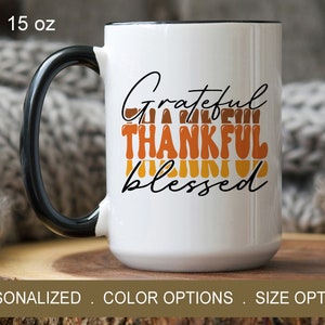Grateful Mug Gift, Custom Thankful Mug, Fall Mug With Name, Autumn ...