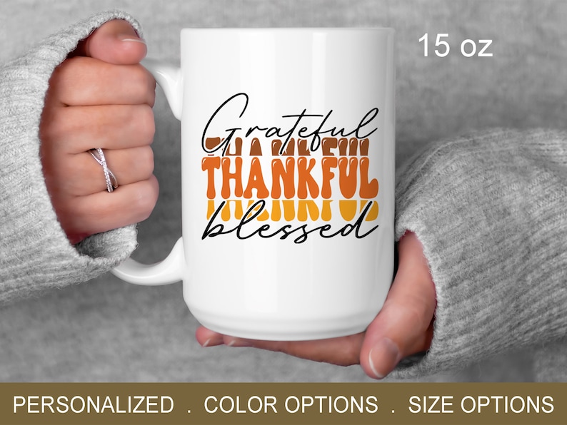 Grateful Mug Gift, Custom Thankful Mug, Fall Mug With Name, Autumn ...