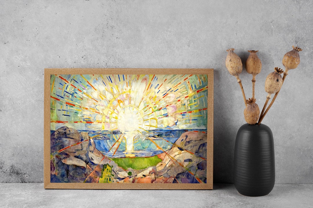 Edvard Munch the Sun Modern Mural Painting, Sunshine Poster Print ...