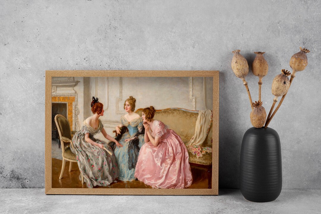 Vintage Gossip Girl Painting Wall Art, Antique Wall Art, Vintage Wall ...