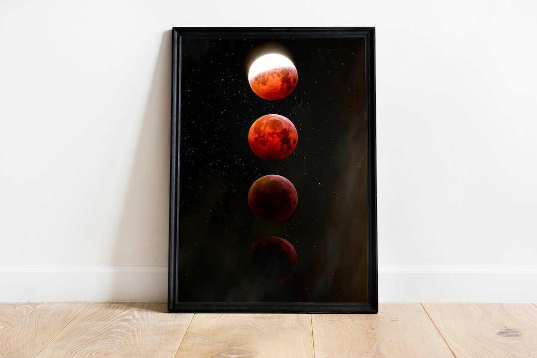 Moon Wall Art, Moon Poster , Half Moon Print, Space Art, Astronomy ...