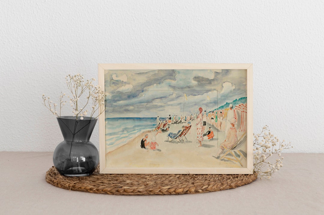 Vintage Seaside Beach Painting, La Plage De Deauville Henri Lebasque, Summer Home Wall Decor - Etsy