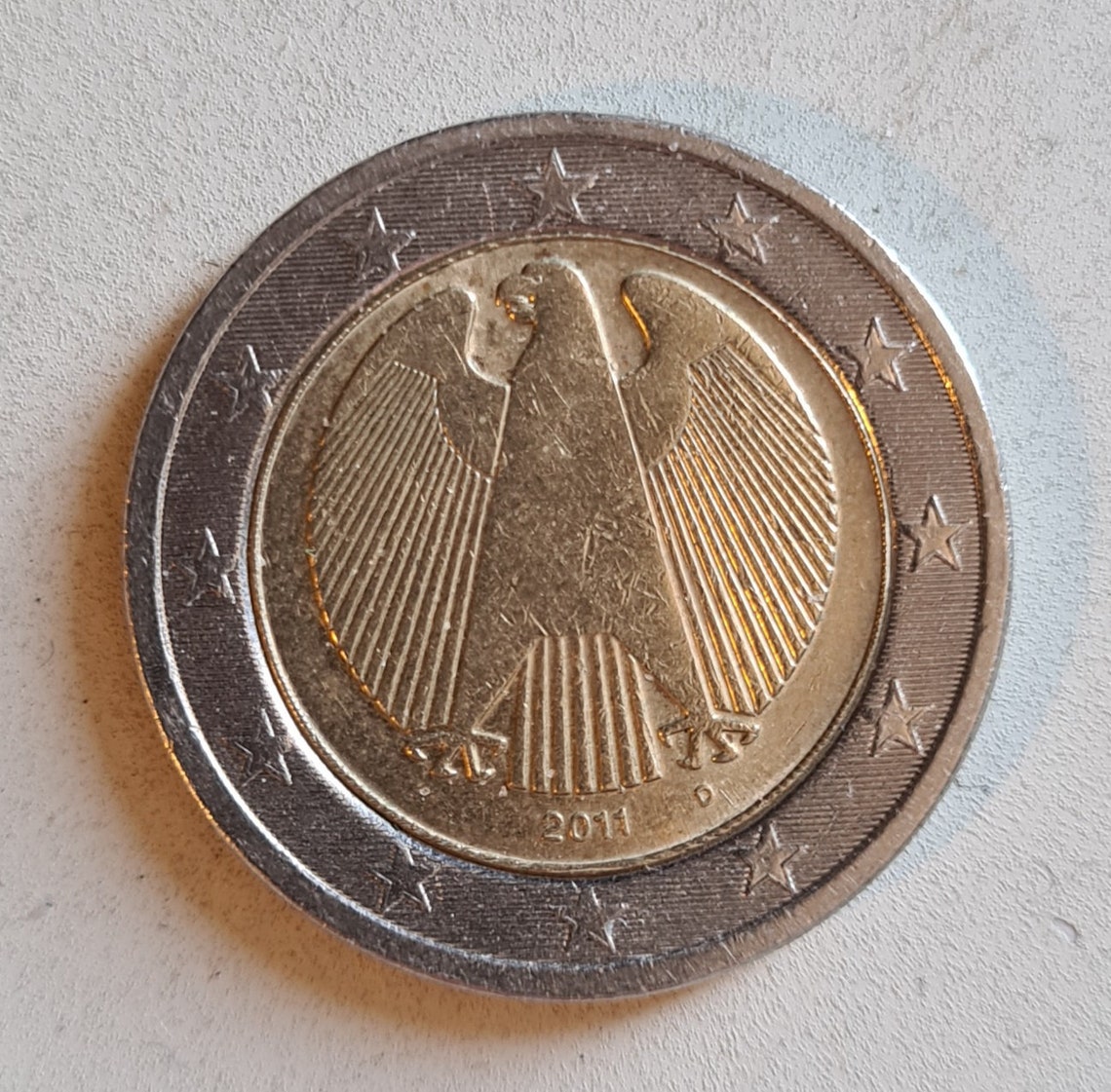 Duitse 2 euro munt 2011 met veel drukfouten / printfouten / error ...