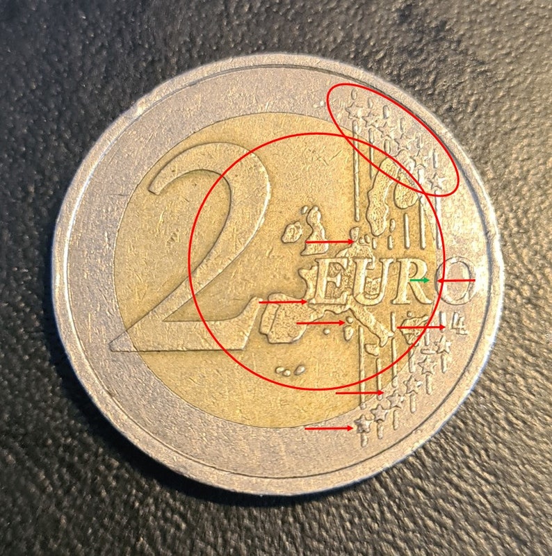 Frankrijk 2 euro munt uit 2000 Zeldzaam buitengewoon met meerdere grote ...