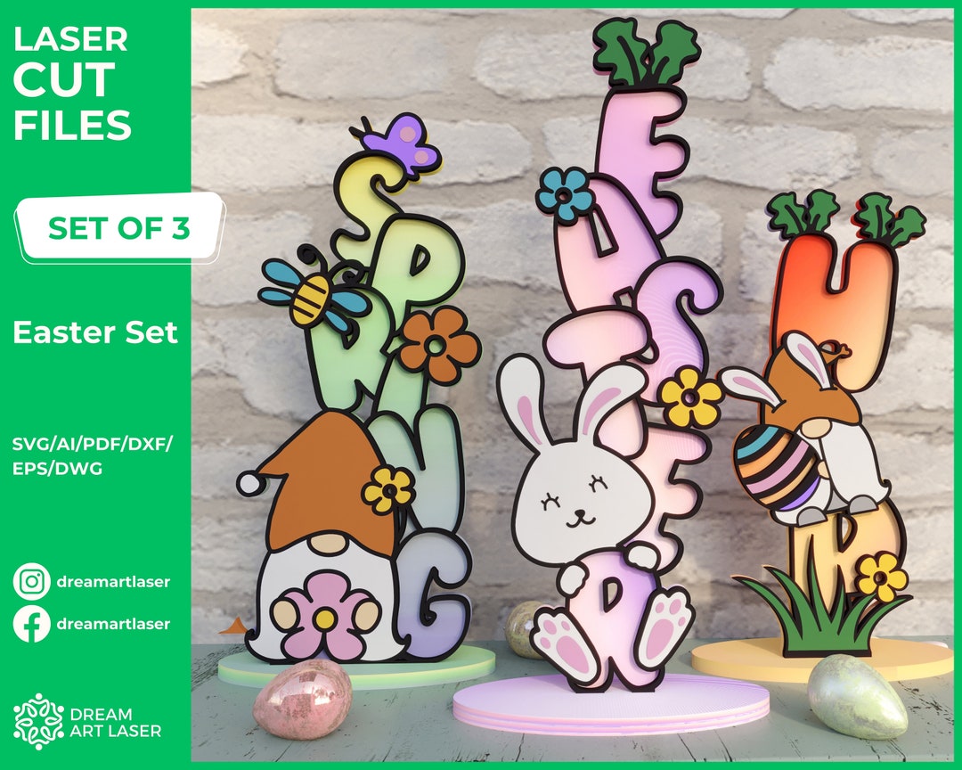 Easter Sign Laser Cut Files, Spring Sign, Easter Glowforge File, Easter ...