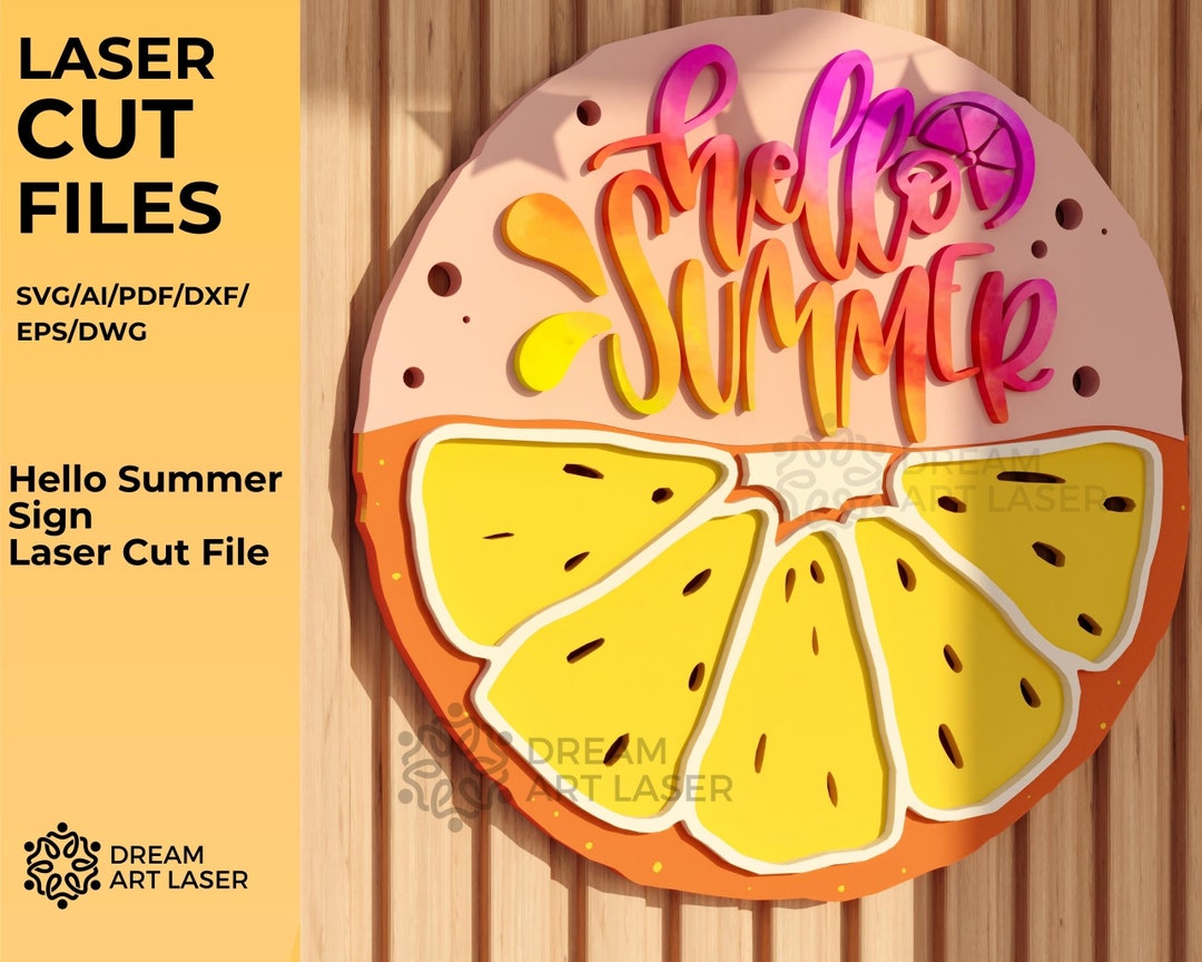 Lemon Hello Summer Sign: Laser Cut File (SVG, DXF, PDF) - Etsy