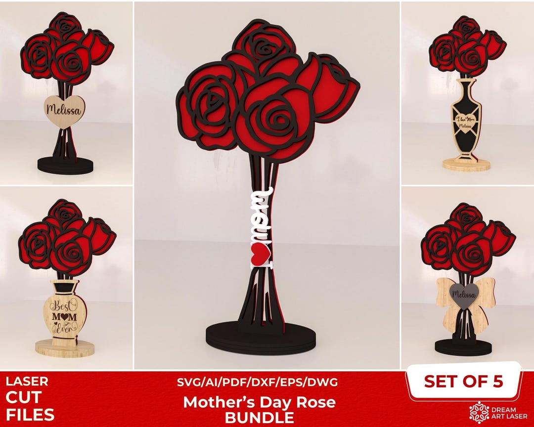 Rose Laser Cut File, Mother’s Day Laser Cut Files, Flower Laser Cut ...