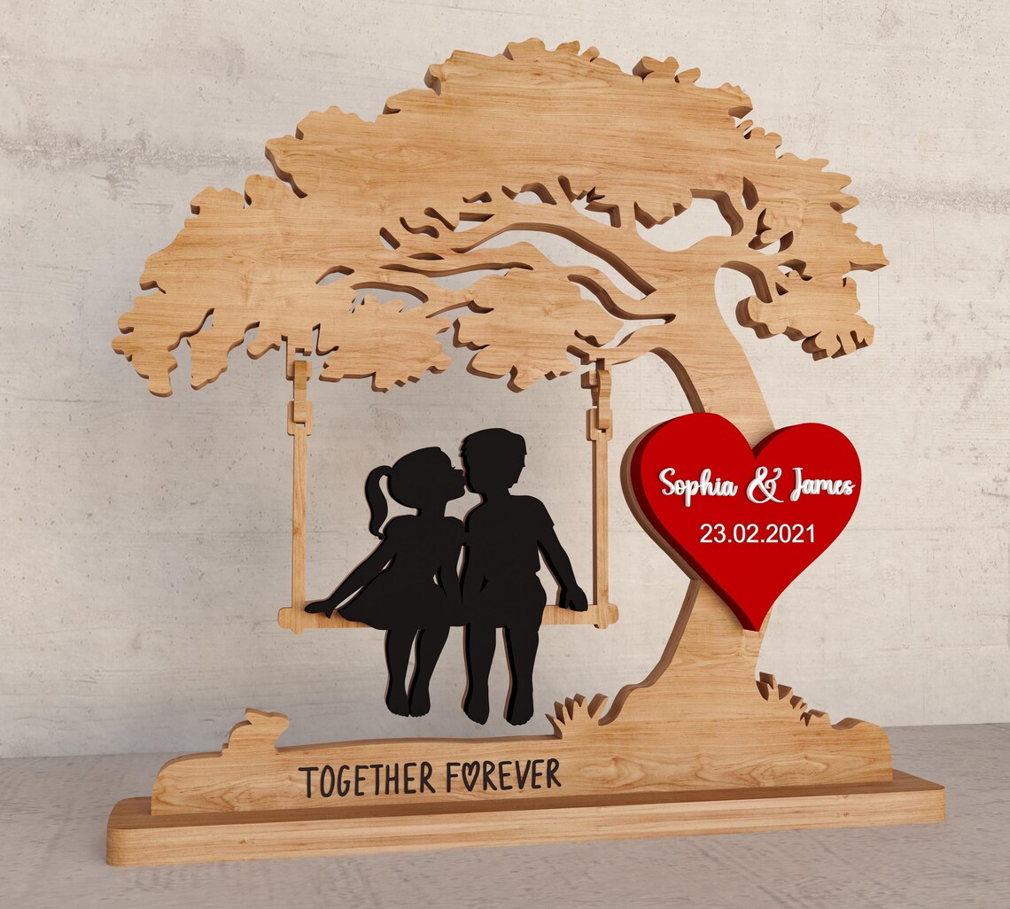 Couple Love Tree SVG Laser Cut File, Valentines Day Gift for Her ...
