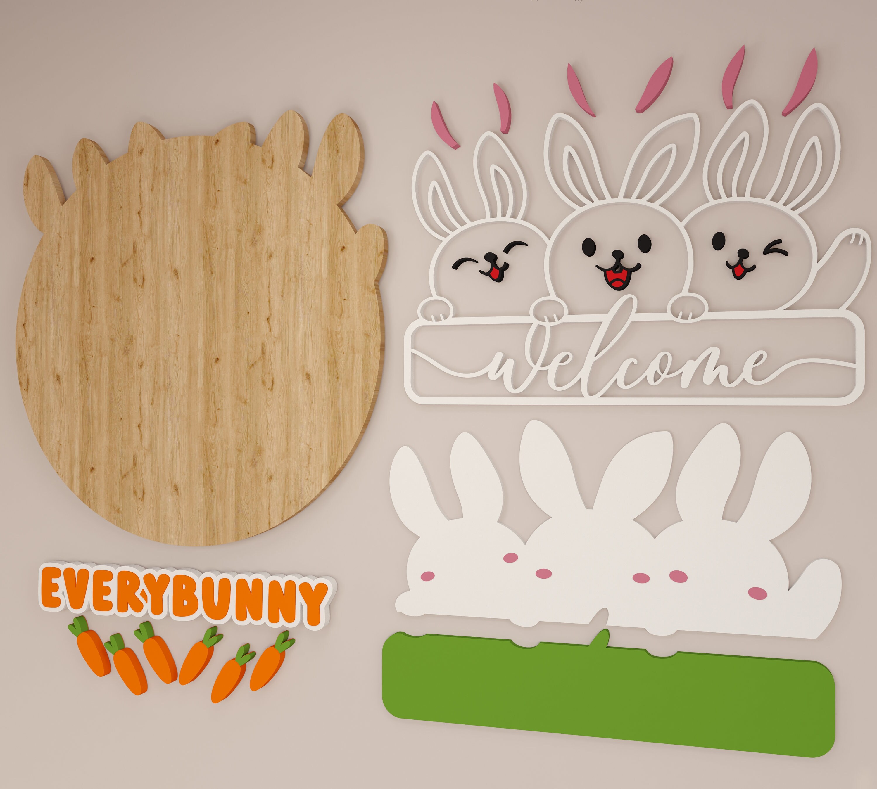 Easter Bunny Welcome Sign: Laser Cut File SVG, DXF, PDF - Etsy