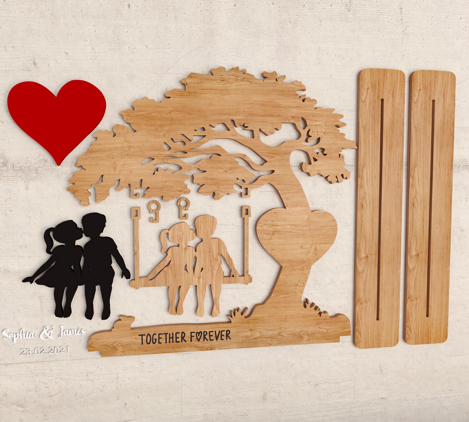 Couple Love Tree SVG Laser Cut File, Valentines Day Gift for Her ...