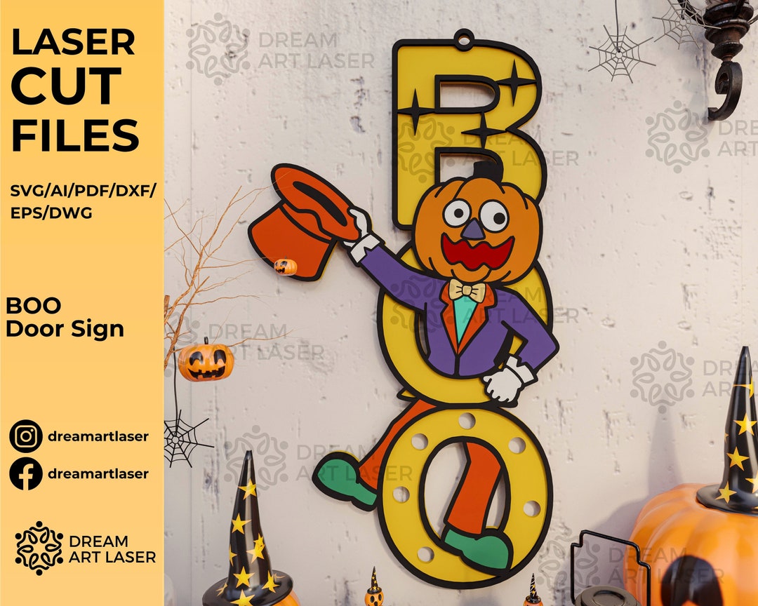 Boo Laser Cut File, Halloween Door Hanger, Halloween Boo Cut File ...
