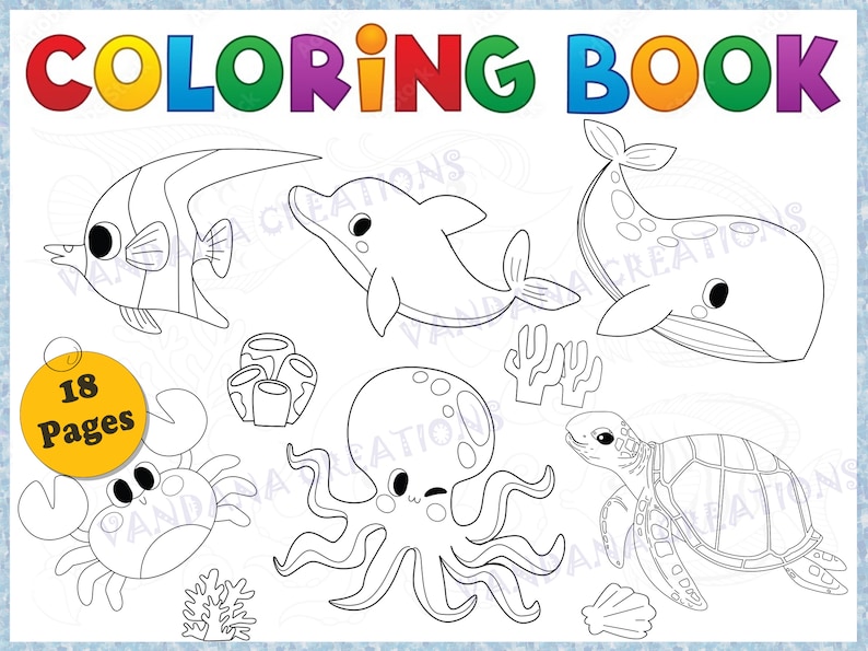 Printable Coloring Book | Water Animals Coloring Pages | Preschool ...