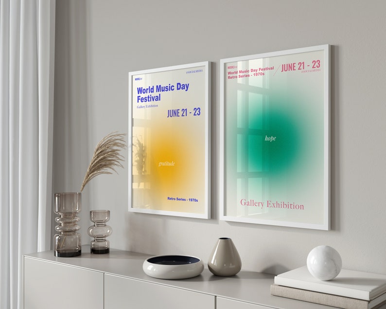 Aura Poster Set of 2, Retro Aura Wall Art, Psychedelic Print, Aura ...