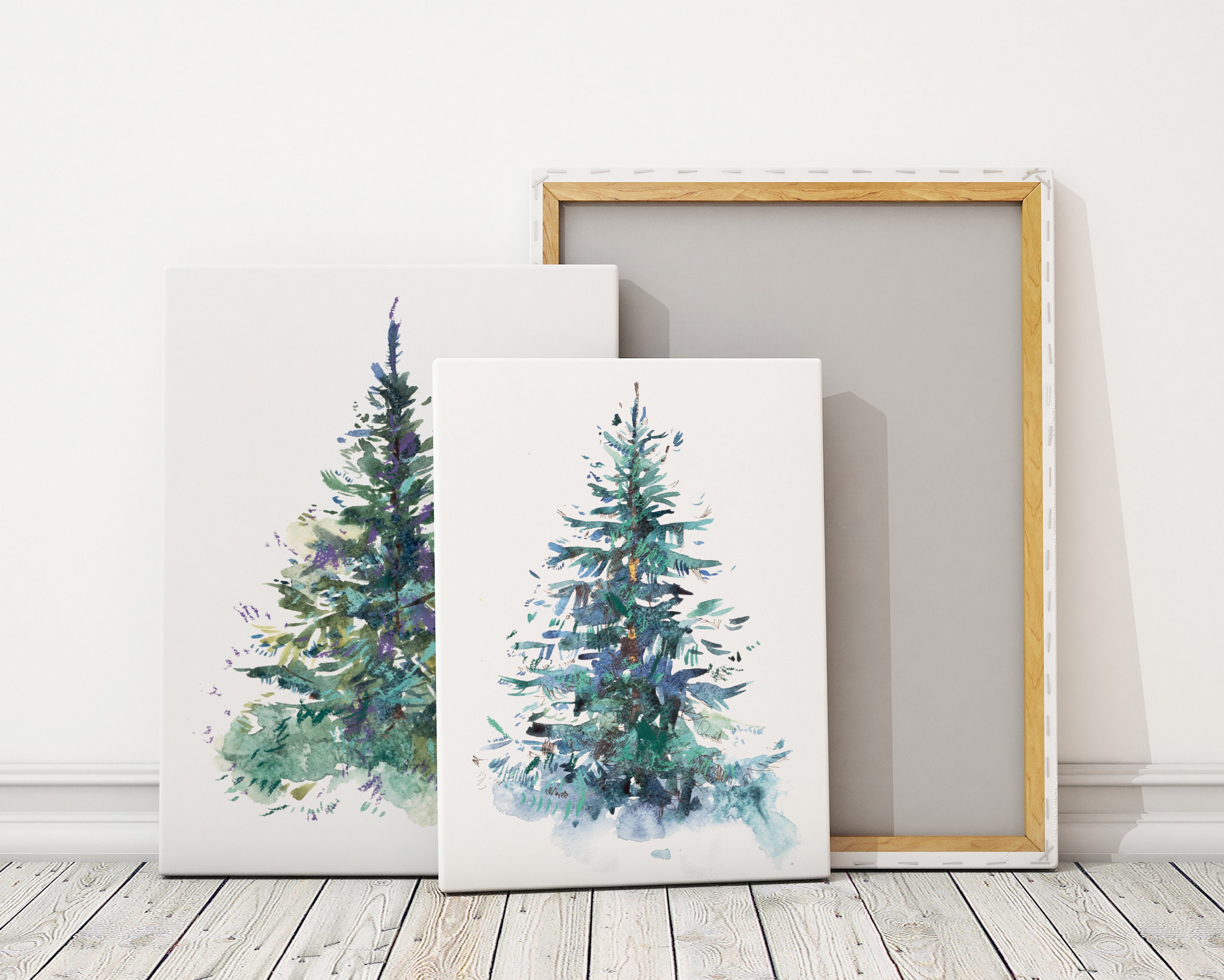Watercolour Christmas Tree Prints, Evergreen Pine Trees, Christmas ...