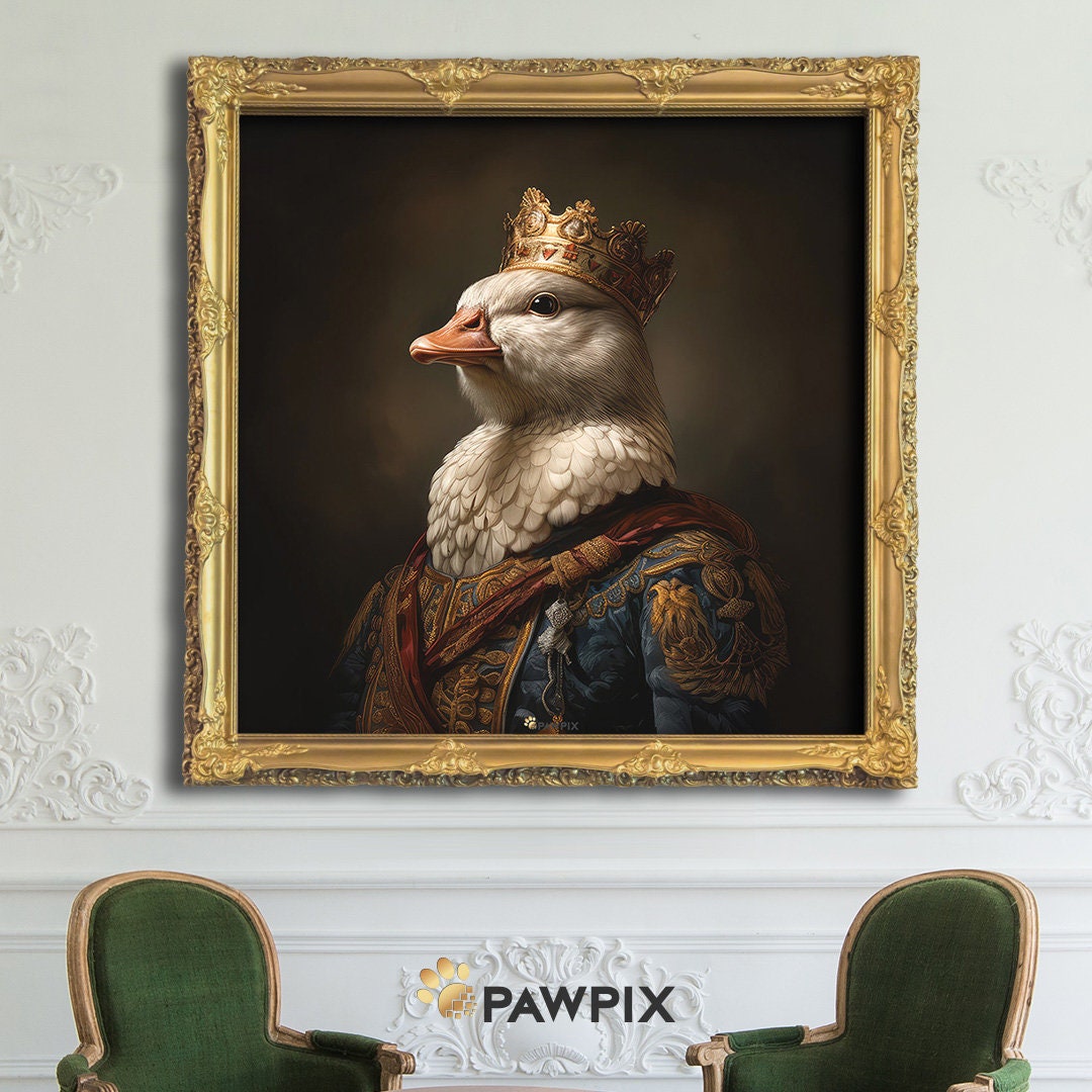 Royal Duck Poster, Majestic Goose Wall Art, Regal Bird Portrait, Quirky ...